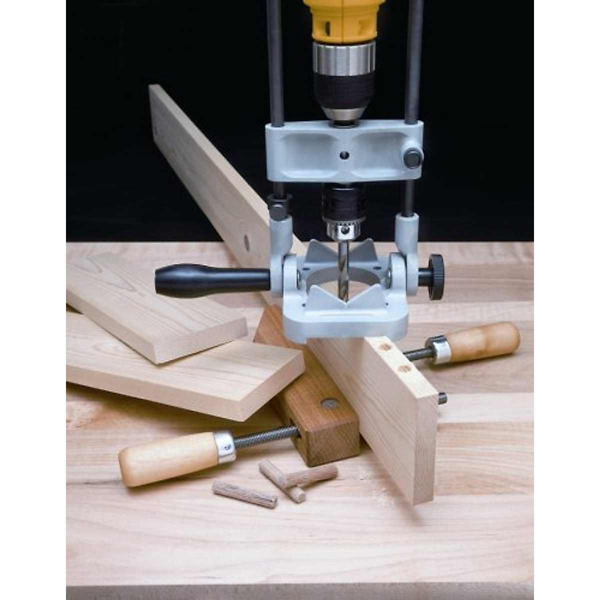 General Tools 36/37 Precision Drill Guide For 3/8-Inch or 1/2-Inch Power Drills, Portable & Lightweight, Folds Flat for Storage, Silver