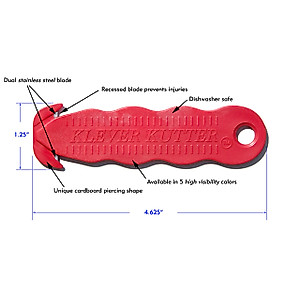 Klever Innovations Cutter Stainless Steel Package Opener, Safety Utility Cutter Assorted Colors 5 pcs, KLEVER - 5/PACK MIX