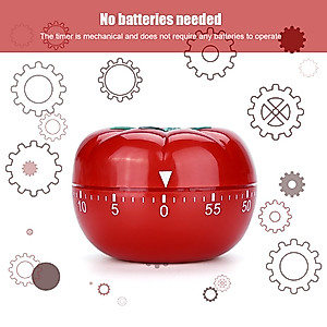 Ruiqas Minutes Kitchen Timer,Cook Mechanical Timer, Tomato Shaped 60 Minutes Practical Countdown Pomodoro Cartoon Alarm Kitchen Cooking Baking Helper 6.3 x 4.5cm