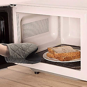 Mini Oven Mitts, 2 Pack Heat Resistant 300 ºF Little Oven Gloves Pot Holder Neoprene Cotton Trivet for Kitchen Cooking - Non-Slip Grip, Hanging Loop, 7 x 6 Inches, Grey (Grey)