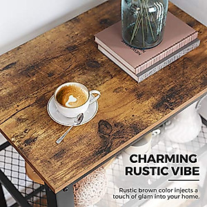 VASAGLE Serving Cart, 3-Tier Bar Cart on Wheels with Storage and Steel Frame, Rustic Brown ULRC78X