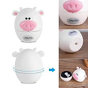 Yosoo Mechanical Cute Animal Shapes Kitchen Timer Mechanical 55 Minutes Cooking Supplies Cartoon Timer for Kid NO Battery Needed (White Cattle)