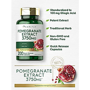 Carlyle Pomegranate Extract Supplement | 200 Capsules | Non-GMO, Gluten Free | Traditional Herb