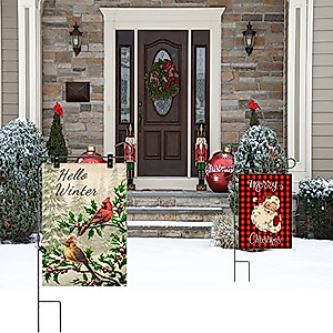 WEVONIGU Update Wrought Iron Yard Garden Flag Pole, Premium Garden Flag Pole Holder Metal Powder-Coated Weather-Proof Paint with one Tiger Clip and Two Spring Stoppers Without Flag (Black)