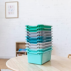 ECR4Kids Scoop Front Storage Bin, Multipurpose Organization, Contemporary, 15-Piece