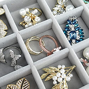 Watpot Acrylic Jewelry Box with 5 Drawers, Clear Earring Storage Organizer Display Case for Women Girls, Gray