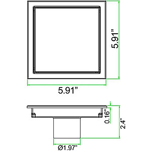 ARAUSK Shower Drain, 6 Inch Square Shower Floor Drain with Flange Reversible 2-in-1 Cover Tile Insert Grate Removable SUS 304 Stainless Steel Bathtub Drain Hair Catcher/Bathtub Protector for Bath