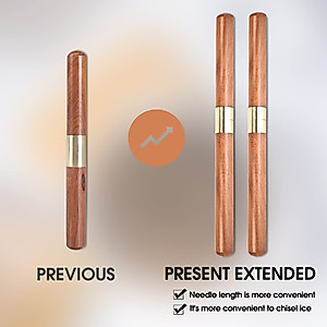 2 Pack 9"Ice Picks,Sturdy Stainless Steel Ice Picks For Breaking Ice with Safety Cover,Non-slip Wooden Handle For Kitchen,Bars,Bartender,Camping (Ebony)