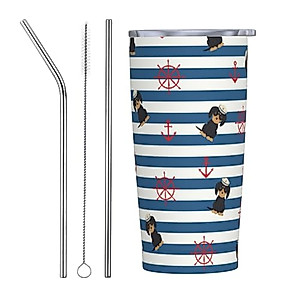 Yaxongx 20oz Tumbler Dogs Navy Double Wall Vacuum Insulated Coffee Mug with Lid and Metal Straw Brush Reusable Stainless Steel Water Bottle Travel Cup Gifts for Car Ice Drinks Hot Beverage