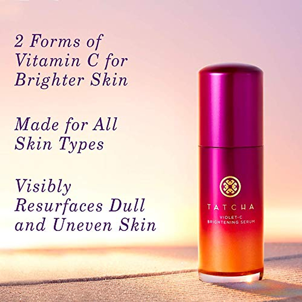 TATCHA Violet-C Brightening Serum | 20% Vitamin C + 10% AHAs | Pure Ingredients to Help Soften & Smooth for More Radiant, Even-Toned Skin | 1 oz