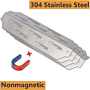 GasSaf Heat Deflectors Replace for Weber 66041, Genesis II E-410, S-410, Genesis II LX E-440, Genesis II LX S-440 Gas Grills, 4-Pack Durable Stainless Steel Replacement Parts(12.5" x 4.25")
