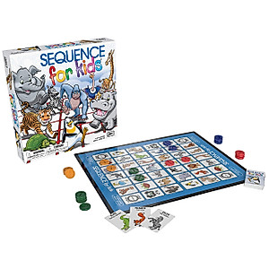SEQUENCE for Kids -- The 'No Reading Required' Strategy Game by Jax and Goliath, Multi Color, 11 inches (2-4 players) (Packaging May Vary)