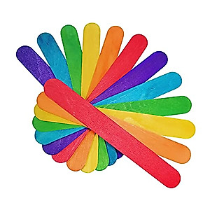 6” 100 Pcs Colored Jumbo Wooden Craft Sticks Wooden Popsicle Colored Craft Sticks Stick 3/4”Wide Treat Sticks Ice Pop Sticks for DIY Crafts，Home Art Projects, Classroom Art Supplies