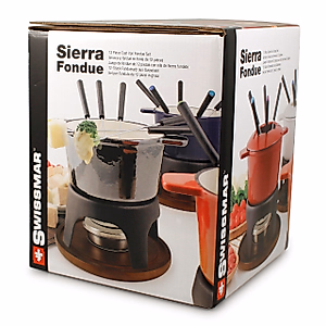 Swissmar F66705 Sierra 1.6-Quart Cast Iron Meat Fondue Set, 11-Piece, Cherry Red