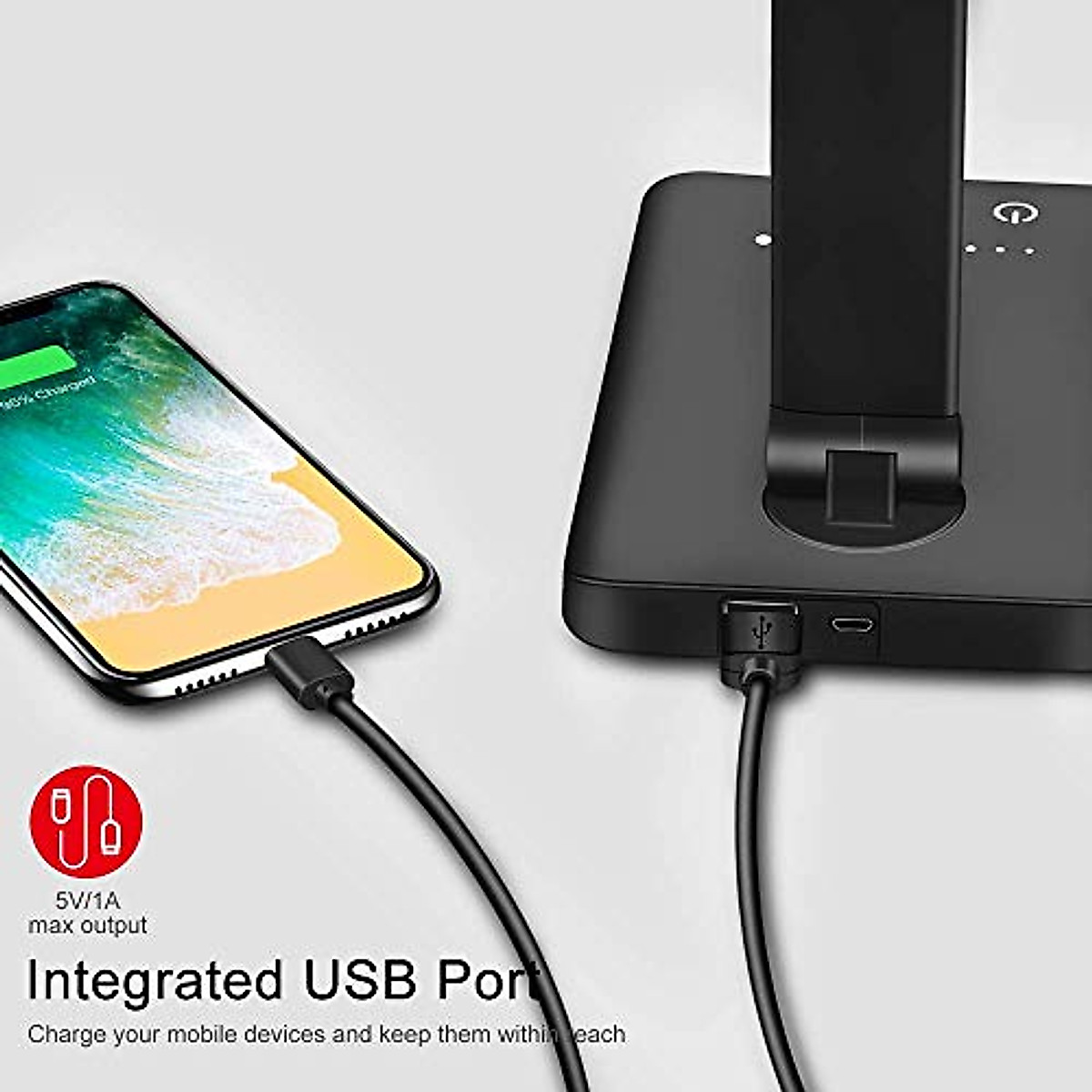 AFROG Multifunctional LED Desk Lamp,Rechargeable Table Lamp,with USB Charging Port,5 Lighting Modes,5 Brightness Levels,Touch Control,30/60 Min Auto Timer,Eye-Caring Office Lamp,5000K,8W