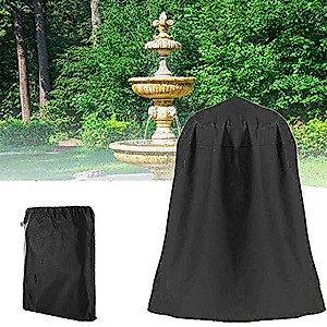 UCARE Outdoor Garden Fountain Covers Waterproof Dustproof Statue Protective Cover for Winter Patio Water Fountains Statues, 48"x68" Fountain Cover (Black)