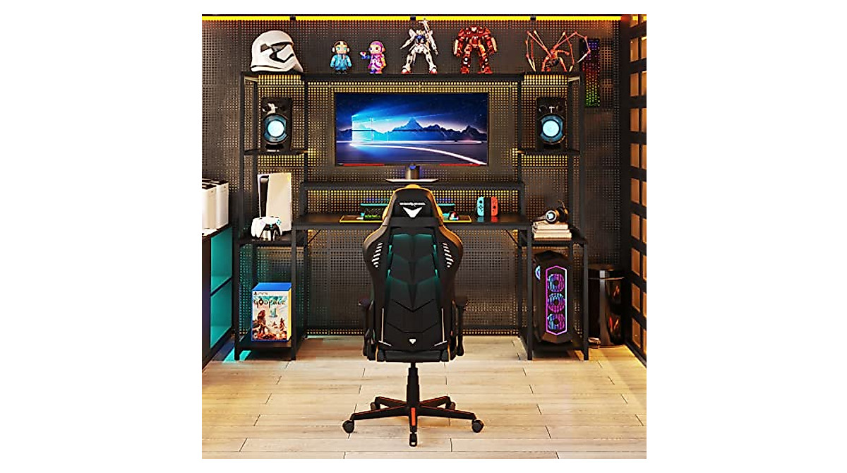 Spacious 70" Gamer Desk with Hutch & Monitor Stand