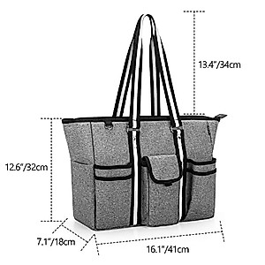 CURMIO Nurse Tote Bag with Additional Bottom Support for Home Health Care, Clinical Bag for Nursing Students, Doctors, Medical Assistants, Gray (Empty Bag Only, Patented Design)