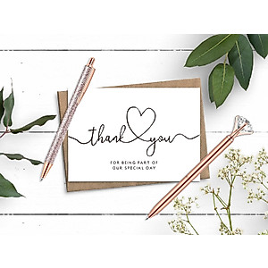Thank You Cards with Envelopes and Matching Stickers, Wedding Thank You Card Bulk Pack of 40, 4x6 Inch Minimalistic Design Thank You Cards for Wedding, Business, Baby Shower, Bridal Shower (40 Pcs