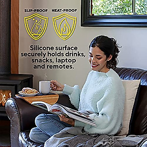 Greystone Avenue Couch Arm Table - Non-Slip Silicone Top & Waterproof Base, Patented Solid Wood Couch Table Tray, Couch Tray, Sofa Arm Tray, Sofa Arm Table, Birthday Gifts for Men, Gifts for Dad