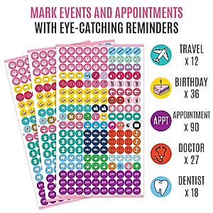 Mirida Planner Stickers – 1700 Productivity Mini Icons for Adults Calendar – Work, Daily To Do, Budget, Family, Holidays, Journaling – Variety Pack with Monthly Tabs