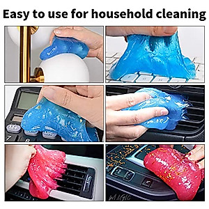 BOLTRY 2Packs Cleaning Gel for Car, Cleaning Kit Universal Automotive Dust Car Crevice Cleaner Interior Detail Keyboard Putty Cleaner for Car Air Vents, PC Cleaning (RED+Blue)