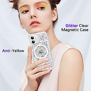 KMERUOTR Magnetic Case Compatible with iPhone 12 Mini Case Glitter - Compatible with MagSafe Charger Phone Case for Women Girls, Full-Body Shockproof Protective Case Cover for iPhone 12 Mini 5.4 Inch