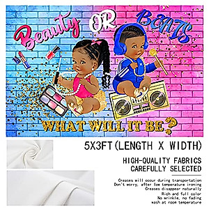 Gender Reveal Backdrop Baby Shower Decorations Beauty or Beats Boy or Girl He or She Gender Reveal Party Supplies Hip Hop 90s Graffiti Fresh Prince Princess Gender Reveal Decorations