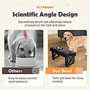 Elevated Dog Bowl, 3 Adjustable Raised Dog Bowl, with Slow Feeding Bowl and 1.5l Water Bowl Heights 2.7”, 8.26”, 10.82” with Suitable for Small Medium Large Dogs Cats