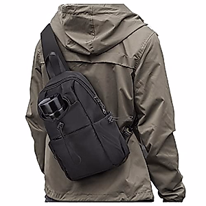 Black Sling Crossbody Bag for Men Women, Tactical Backpack Shoulder Daypack Mini Anti-Theft Cross Body Motorcycle Chest Bags, Small One Strap Backpack for Casual Travel Hiking Outdoor Sports