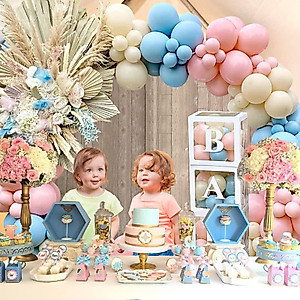 DIY Gender Reveal Party Decorations - 176pcs Pink and Blue Balloons Arch Kit, Baby Box with Letters(BABY) for Baby Gender Reveal Decor Party Supplies Boy or Girl Baby Shower Revelacion Genero Backdrop