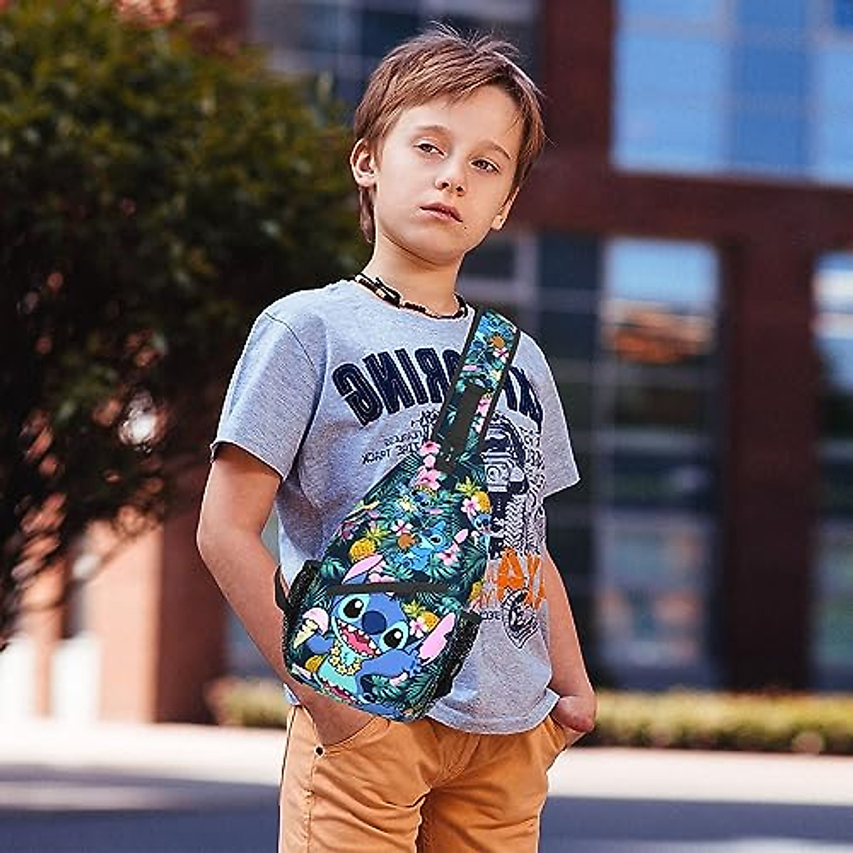 AIOUINBMO Stitch Sling Bag Cartoon Crossbody Sling Backpack Sling Bag Travel Hiking Chest Bag Daypack for Purses Shoulder Bag Gifts for Women Men