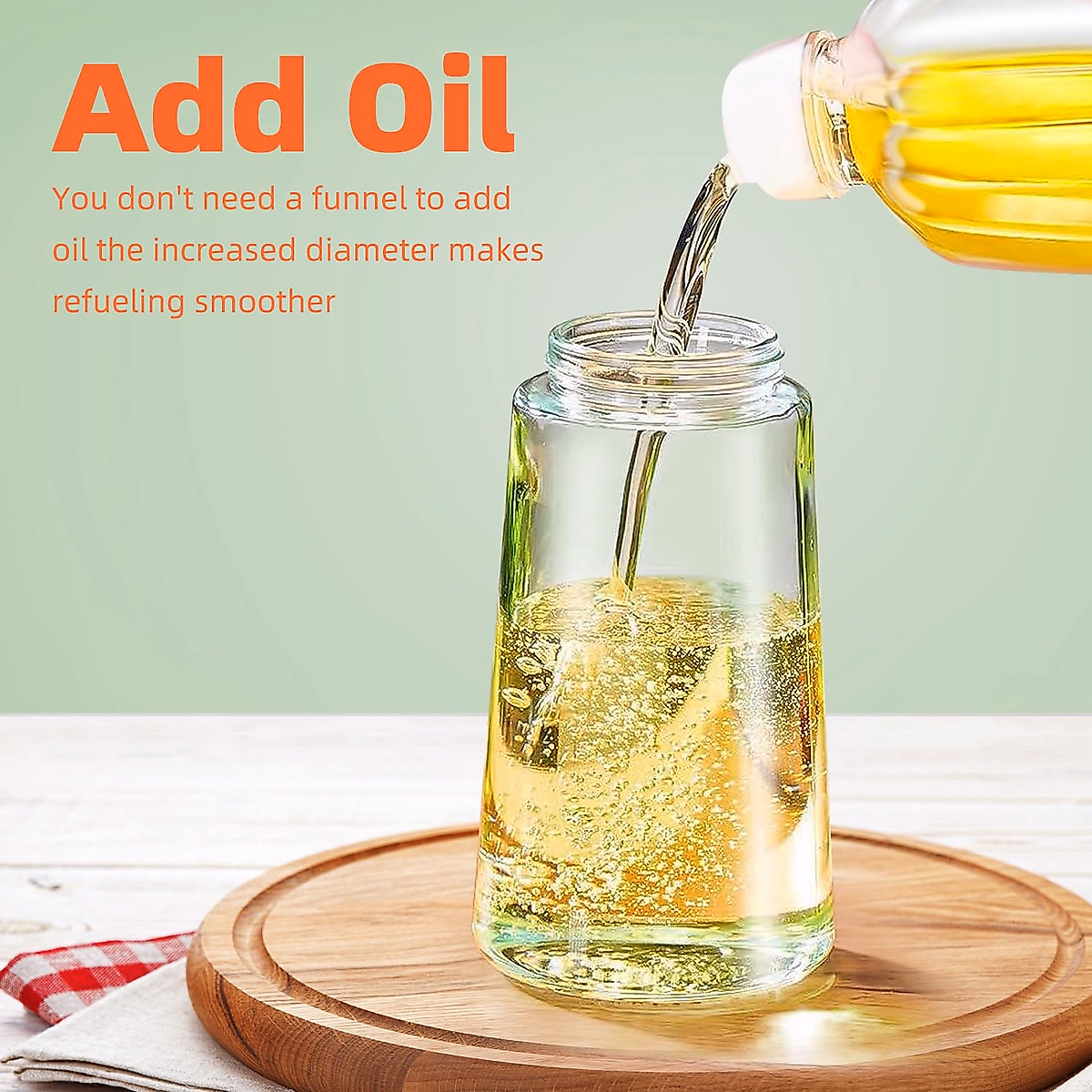 TrendPlain 16oz Olive Oil Dispenser Bottle for Kitchen - 2 in 1 Oil Dispenser and Oil Sprayer for Cooking, Air Fryer, Salad, BPA-Free 470ml Olive Oil Sprayer Black