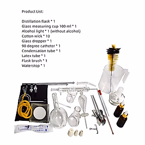 Home Distiller Distilling to Making Your Own Essential Oil, Moonshine, Alcohol Distiller Chemistry Lab Glassware Kit,Glass Distilling,Distillation Apparatus 22pcs Kit, 500 ML