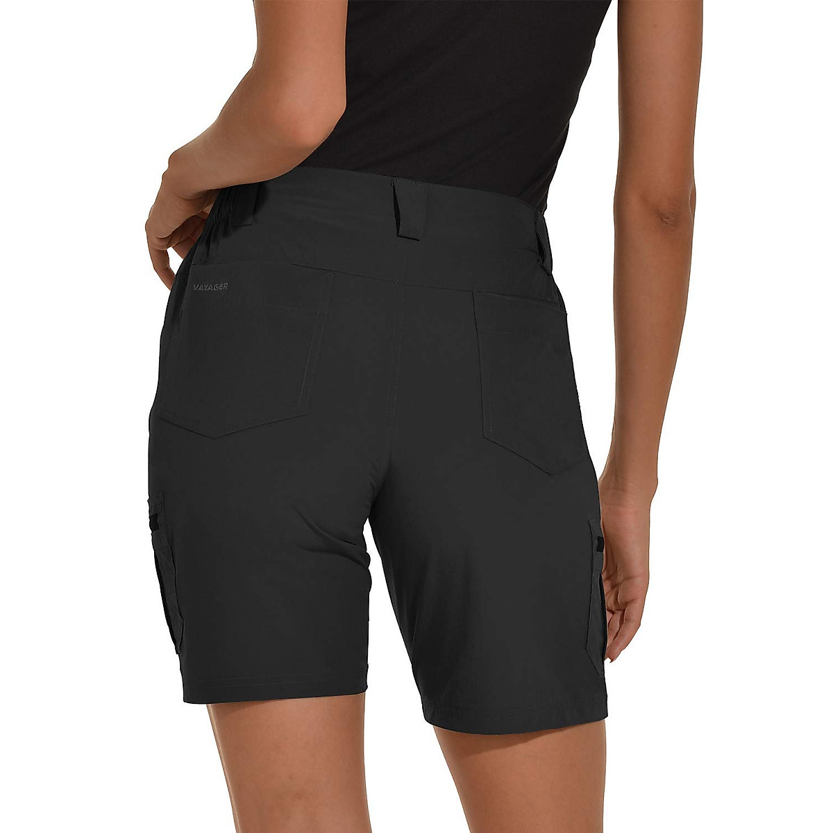 VAYAGER Women's Hiking Cargo Shorts Quick Dry Lightweight Stretch Shorts Golf Fishing Outdoor Casual Shorts Black X-Small