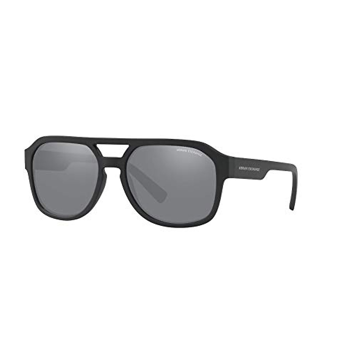 A|X ARMANI EXCHANGE Men's AX4074S Rectangular Sunglasses, Matte Black/Light Grey Mirrored/Black, 57 mm