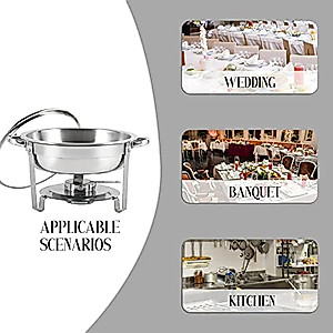 Restlrious Chafing Dish Buffet Set 3 Pack Stainless Steel Round Chafers and Buffet Warmers Set with Glass Viewing Lid, 5QT Foldable Complete Set for Buffet Catering w/Water Pan, Food Pan, Fuel Holder