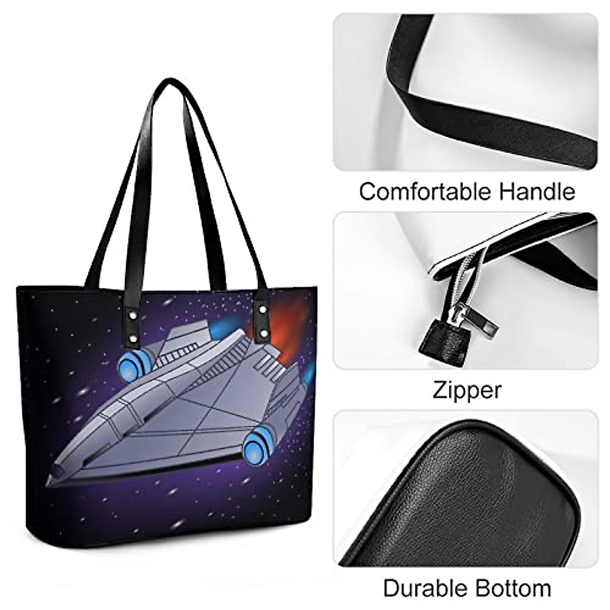 Womens Handbag Space Ship Leather Tote Bag Top Handle Satchel Bags For Lady