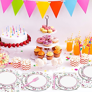 96 Pcs Unicorn Party Paper Plate and Napkins Pink Unicorn Birthday Baby Shower Party Paper Tableware Set Table Decorations Supplies for Party Favors 24 Guests