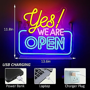 Hello Rosa Yes We Are Open Neon Sign, Open Neon Signs for Wall Decor USB Powered Open Signs for Business Wall, Open Led Sign for Coffee Bar Restaurant Salon Stores Decor Open Neon Light