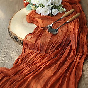 12 Pack Terracotta Cheesecloth Table Runner 10ft Boho Gauze Cheese Cloth Table Runner Rustic Sheer Runner 120 inch Long for Christmas Wedding Bridal Baby Shower Birthday Table Decorations
