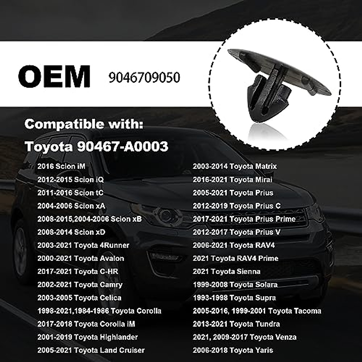 25pcs Hood Insulation Retainer Clip Compatible with Toyota Camry 4Runner Tacoma Tundra Lexus ES GS 9046709050 90467A0003