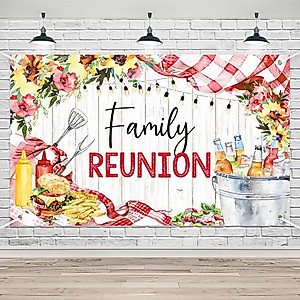 Lofaris Family Reunion Banner Backdrop,Family Picnic Party Decorations,Summer BBQ Bridal Shower Welcome Photo Background Supplies 70.8x43.3inch