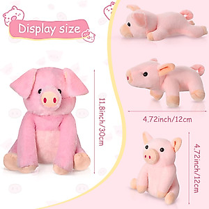 Zomiboo 4 Pcs Pig Plush Stuffed Animals Set Mommy Pig Stuffed Animal with 3 Baby Plush Piggy in Her Tummy Mommy Pig and Baby Small Plush Pig Valentine's Day Birthday Gift for Toddlers Boys Girls