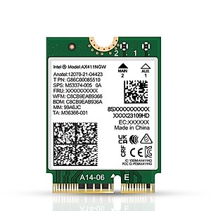 Intel AX411 WiFi 6E Adapter | Tri-Band Wireless | Up to 3.0 Gbps | CNVio2 M.2 Format for PCs | Bluetooth 5.3 Support | For Intel 12th Gen and Newer CPUs, Windows 10/11, Linux | AX411NGW (AX411)