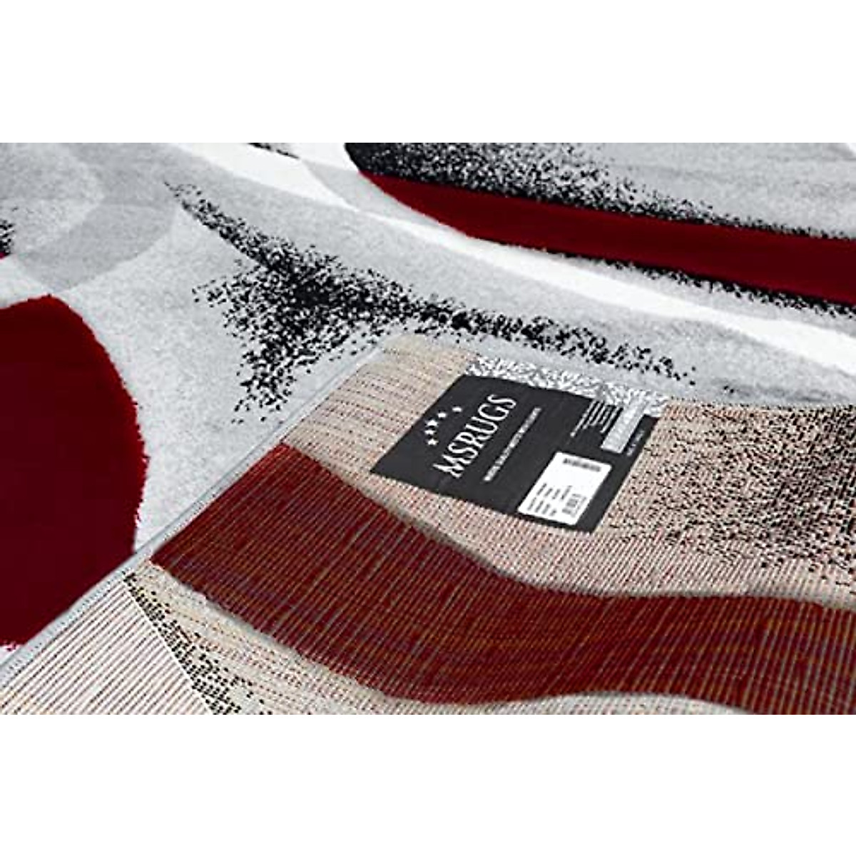 Msrugs Area Rugs, 8x10 Frize Collection Modern Gray Red White Area Rug, Contemporary Geometric Carpet for Living Room and Bedroom