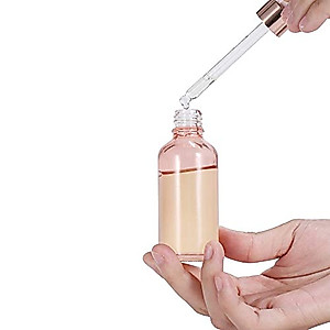 Furnido 12 Pack, 1.7 Oz Pink Glass Bottles with Dropper, Includes Pipette, Funnel, and Stickers for Essential Oils, Perfumes, and DIY Samples