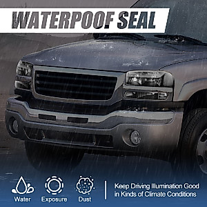 Auto Dynasty 4PCS Factory Style Headlights Assembly and Bumper Lamps Compatible with GMC Sierra Yukon 1500 2500 3500 GMT800 99-07, Driver and Passenger Side, Black Housing Clear Corner