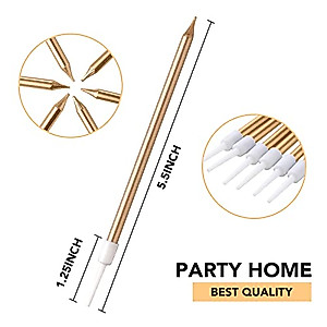 24 Count Party Long Thin Cake Candles Metallic Birthday Candles in Holders for Birthday Cakes Cupcake , Champagne Gold