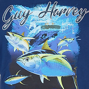 Guy Harvey Mens Yellow Fin Tuna Long Sleeve T-Shirt Large Navy